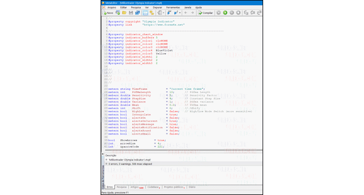 MILLIONTRADER OLYMPIA INDICATOR MT4 (Source Code MQ4)