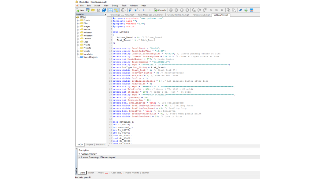 GOLDUXE EA v2.0 MT4 (Source Code MQ4)