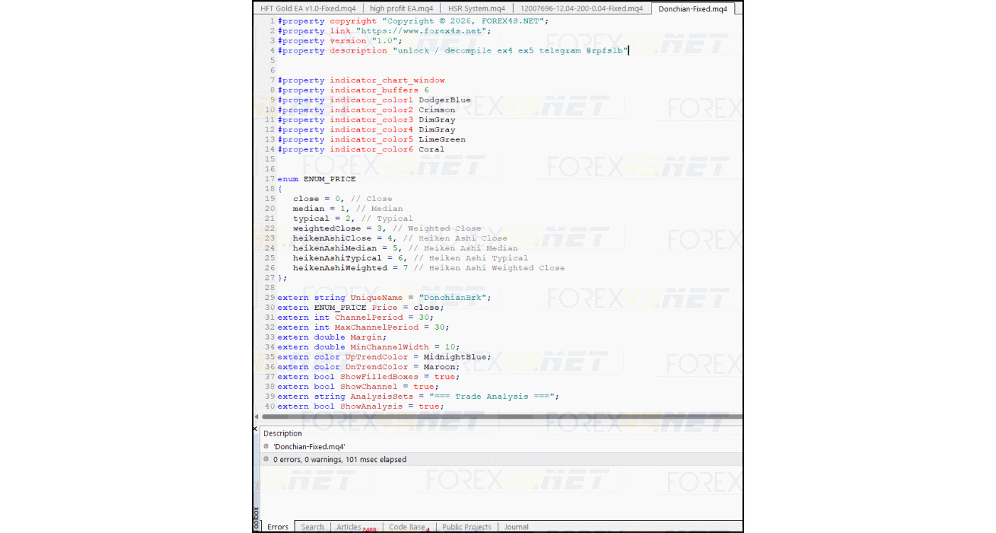 DONCHIAN ARROW v1.0 (Source Code MQ4)